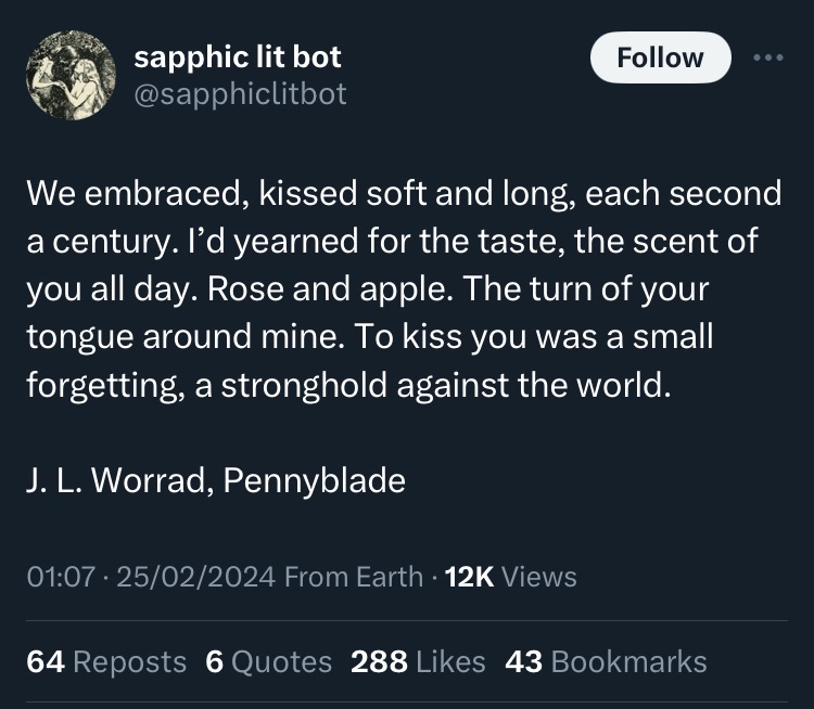 Sapphic Lit Bot Quotes Pennyblade | J.L. Worrad